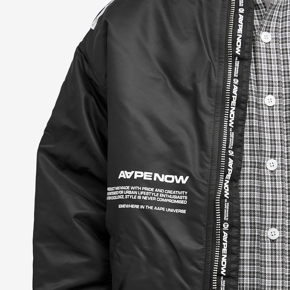 Men's AAPE Now Ma-1 Jacket in Black AAPE by A Bathing Ape