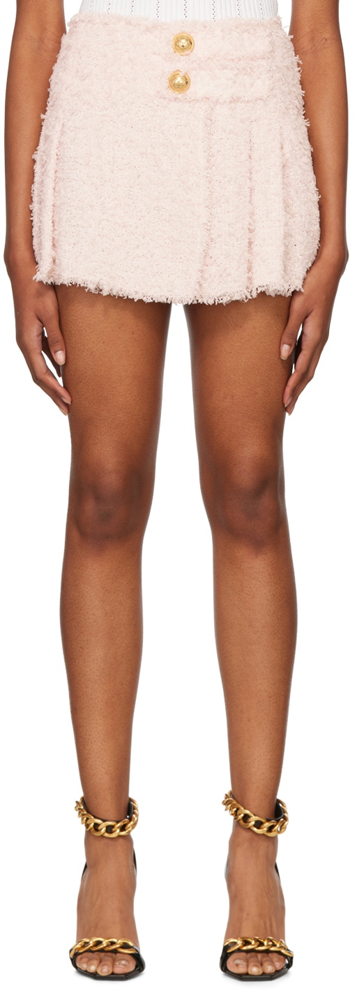 Balmain Pink Pleated Miniskirt Balmain
