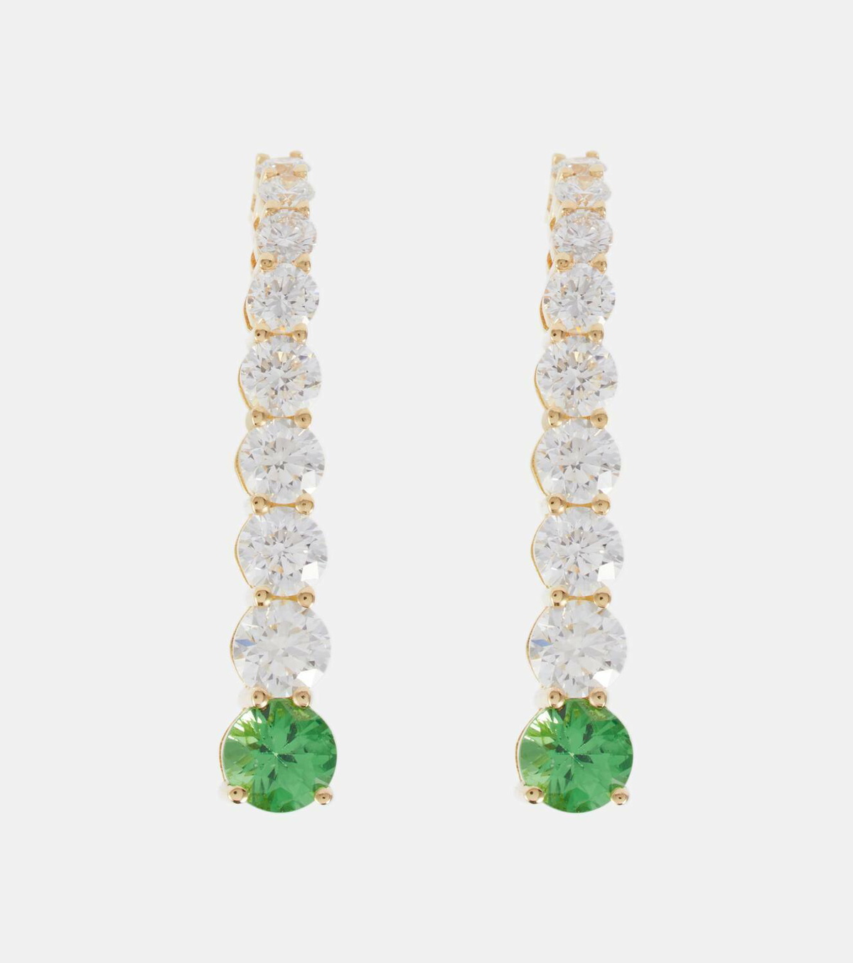 Melissa Kaye Aria 18kt yellow gold earring with diamonds and garnet ...