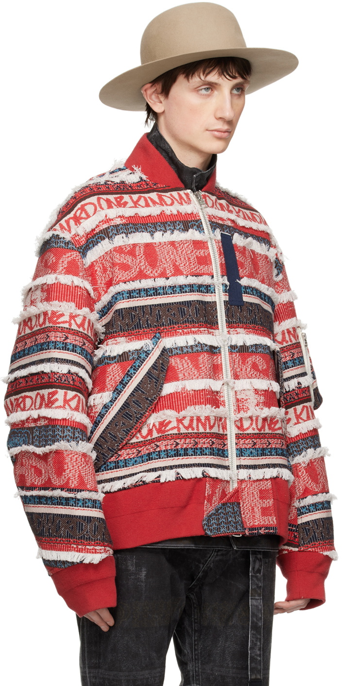 sacai Red Eric Haze Edition Jacquard Bomber Jacket Sacai