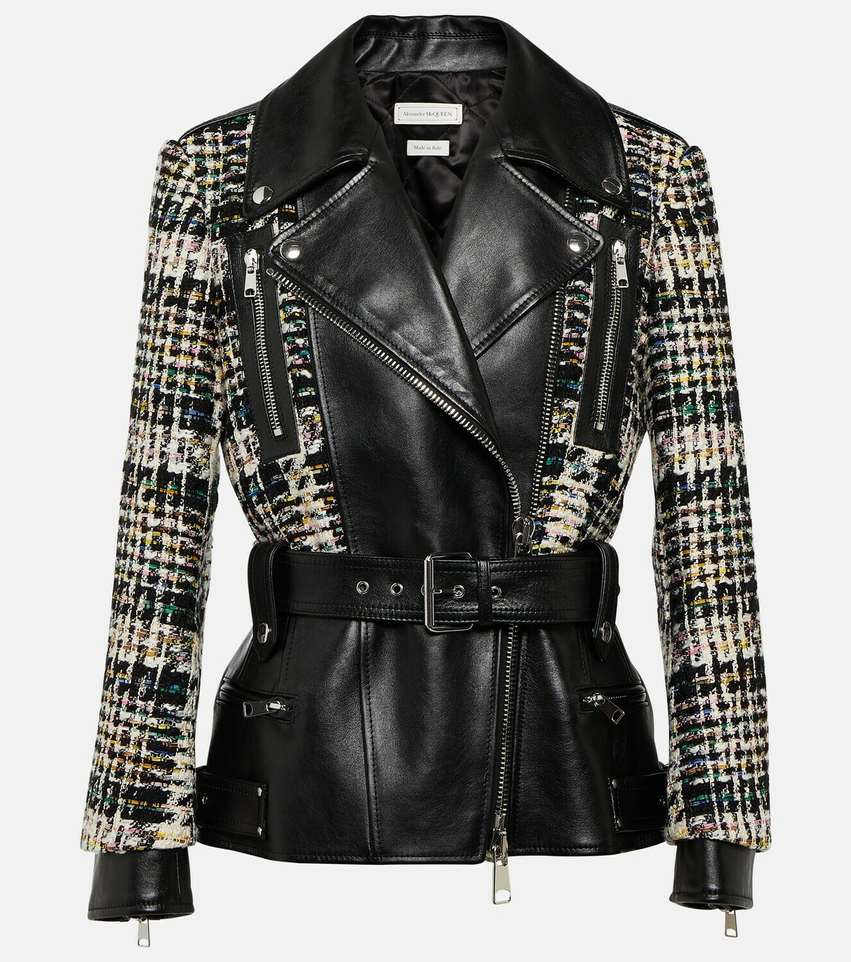 Alexander McQueen Leather-trimmed biker jacket Alexander McQueen