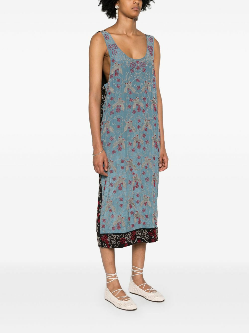 BODE Blue Beaded Tropicbird Duo Dress Bode