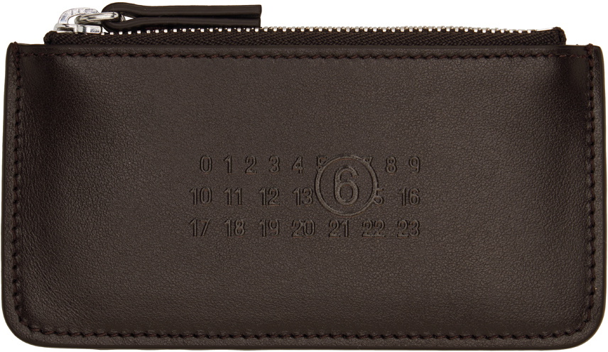 MM6 Maison Margiela Brown Embossed Card Holder MM6 Maison Margiela
