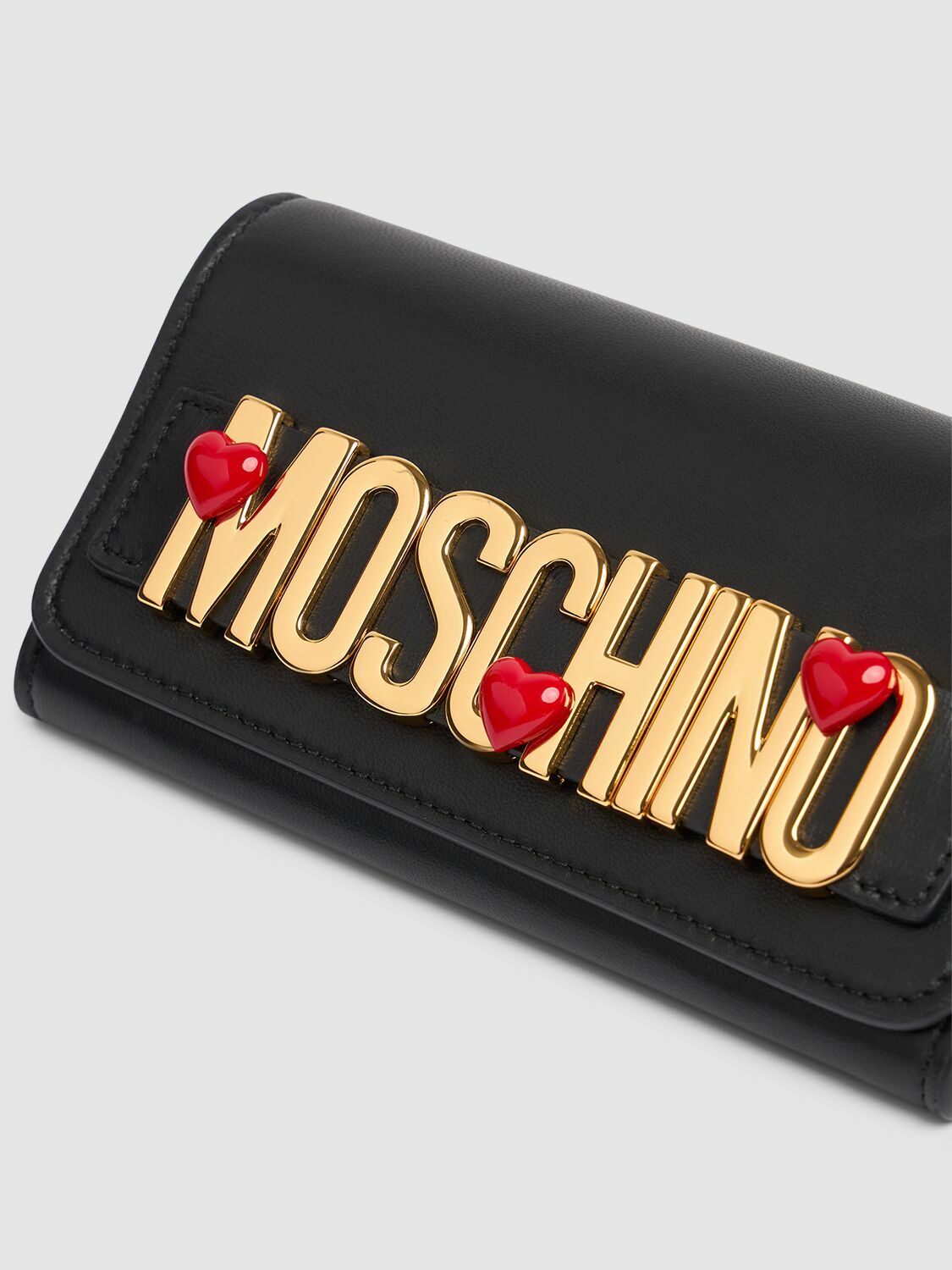 MOSCHINO Heart Logo Nappa Leather Wallet On Chain Moschino
