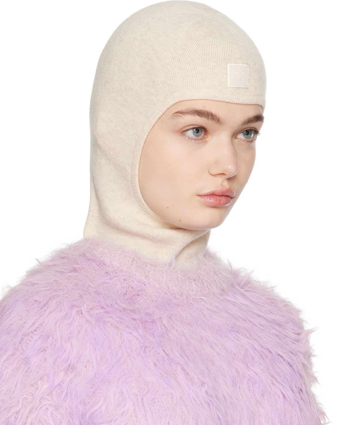 Acne Studios Beige Face Logo Balaclava Acne Studios