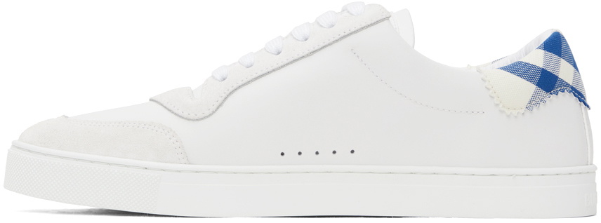 Burberry White & Blue Checked Sneakers Burberry