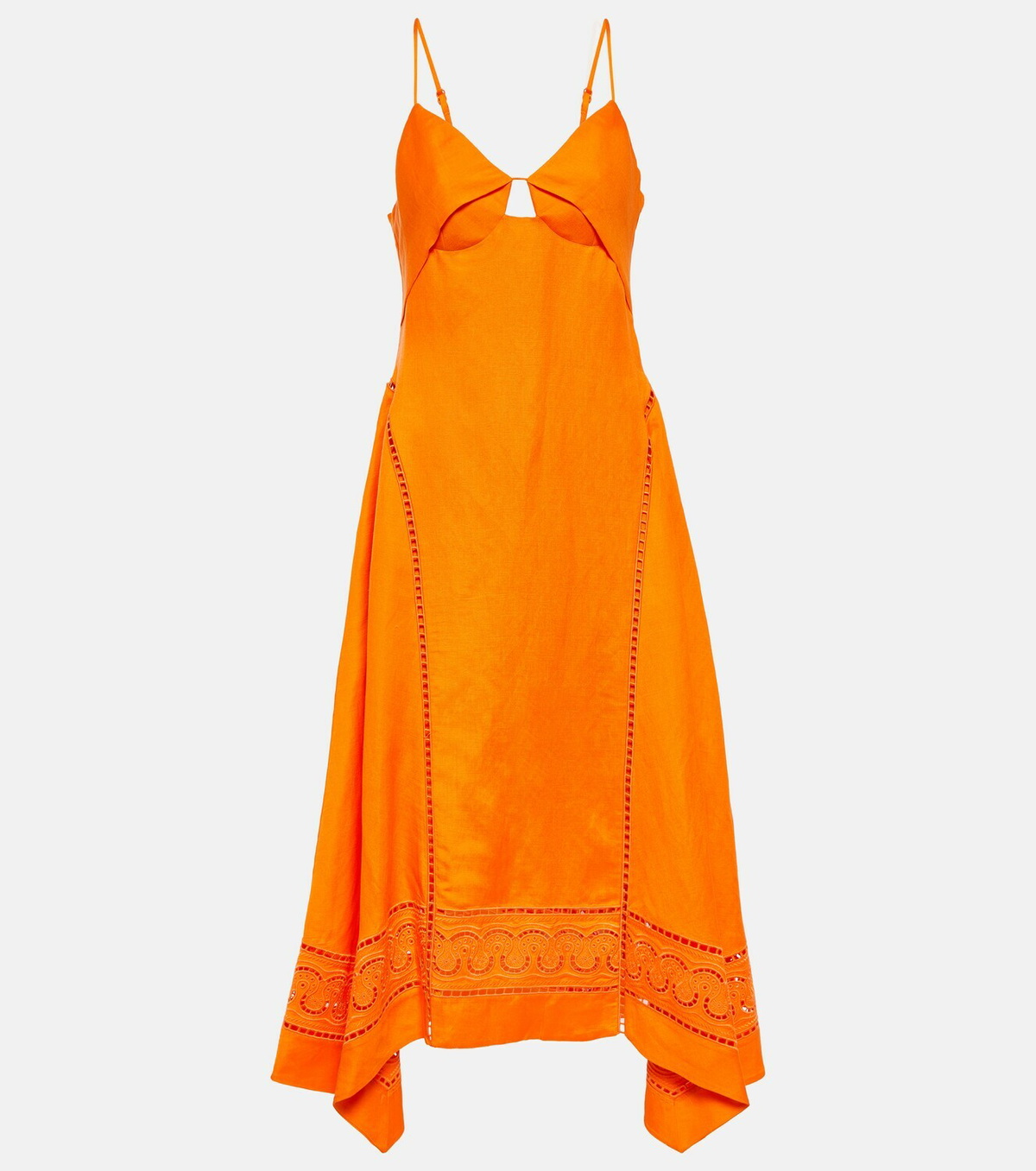 Simkhai Valeria laser-cut linen-blend midi dress Simkhai