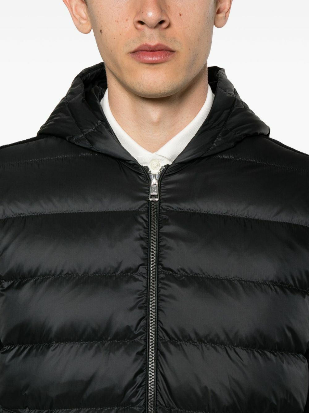 Moncler Black Quilted-Panel Wool Jacket Moncler