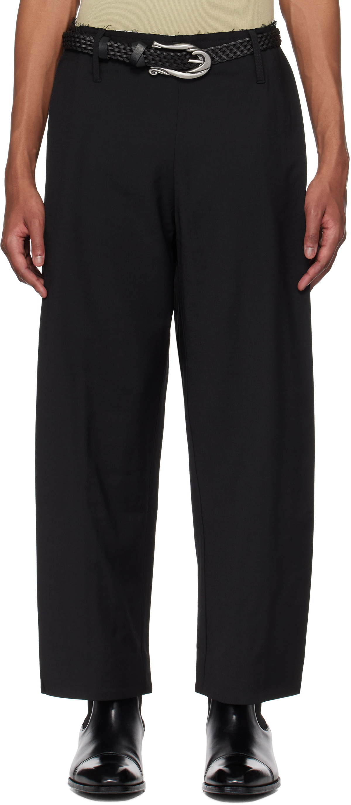 Fax Copy Express Black Structured Tailored Trousers Fax Copy Express