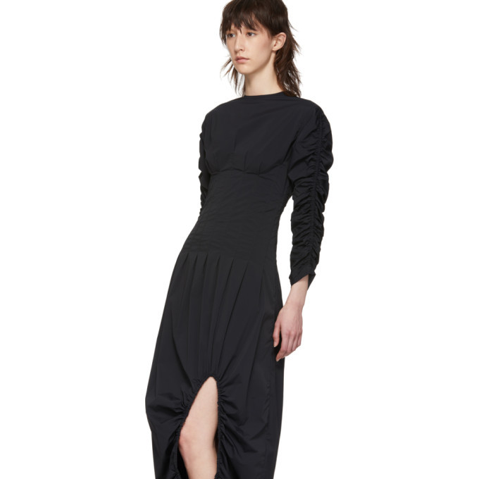Markoo SSENSE Exclusive Black Ruched Slit Dress Markoo