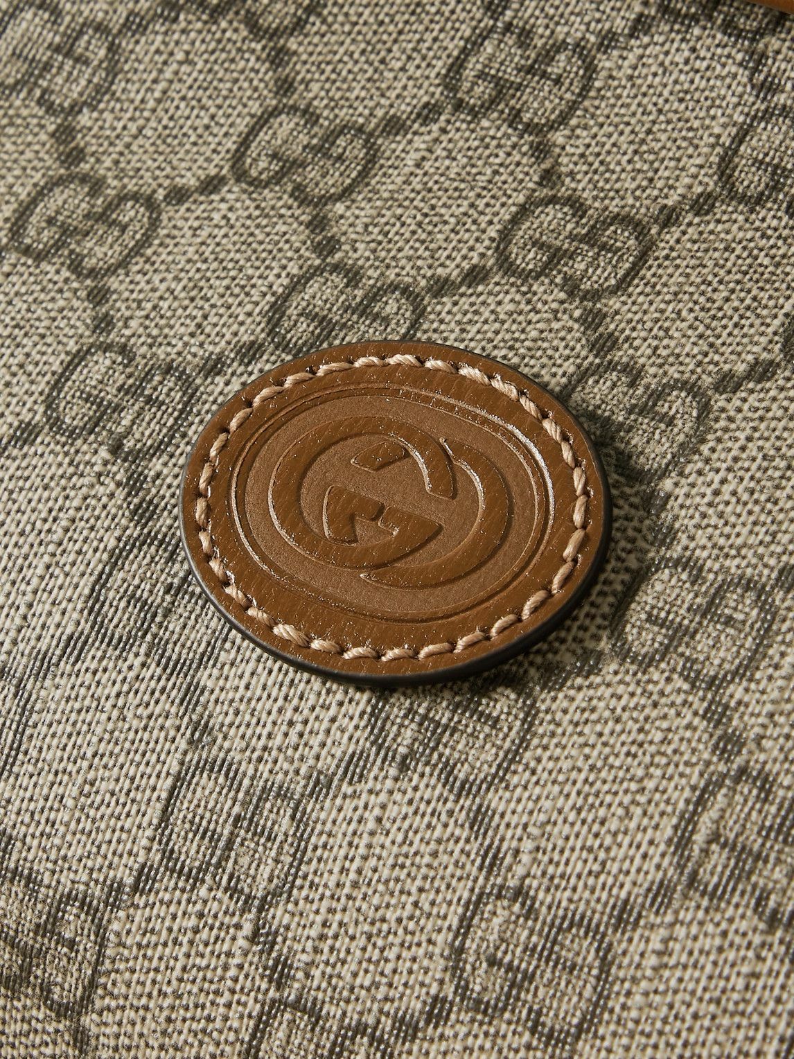 GUCCI - Leather-Trimmed Monogrammed Coated-Canvas Backpack Gucci