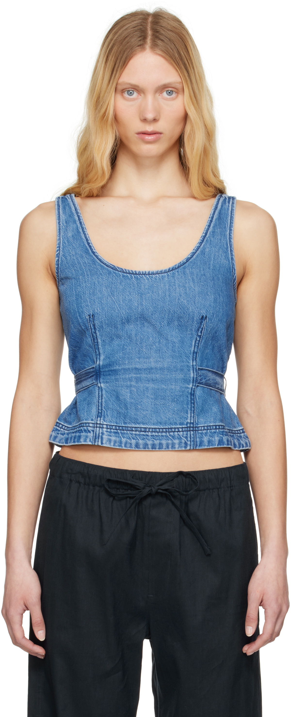 rag & bone Blue Ultra Featherweight Estelle Denim Top Rag and Bone