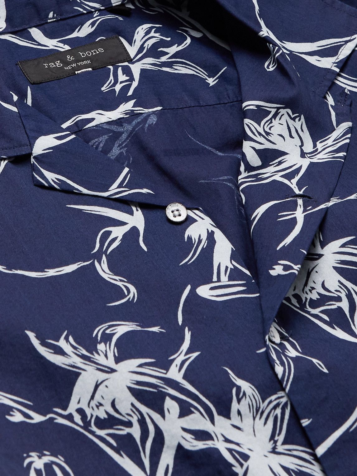 Rag & Bone - Avery Convertible-Collar Printed Cotton Shirt - Blue Rag ...