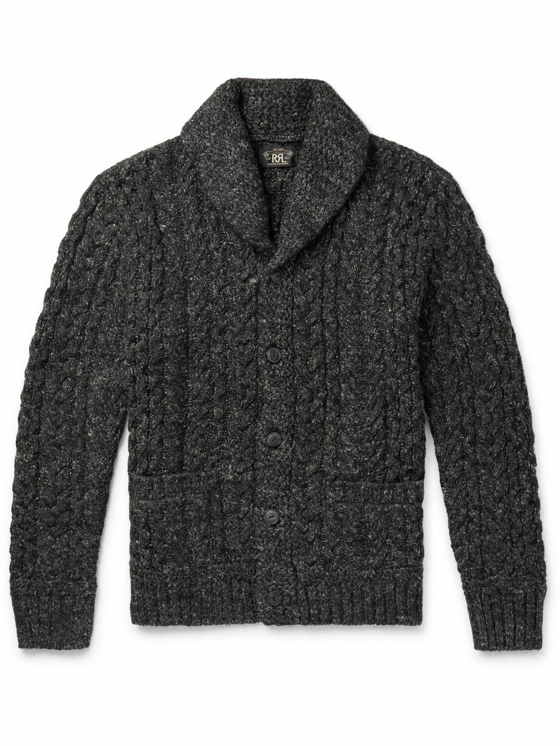 RRL - Shawl-Collar Cable-Knit Cotton and Linen-Blend Cardigan - Gray RRL