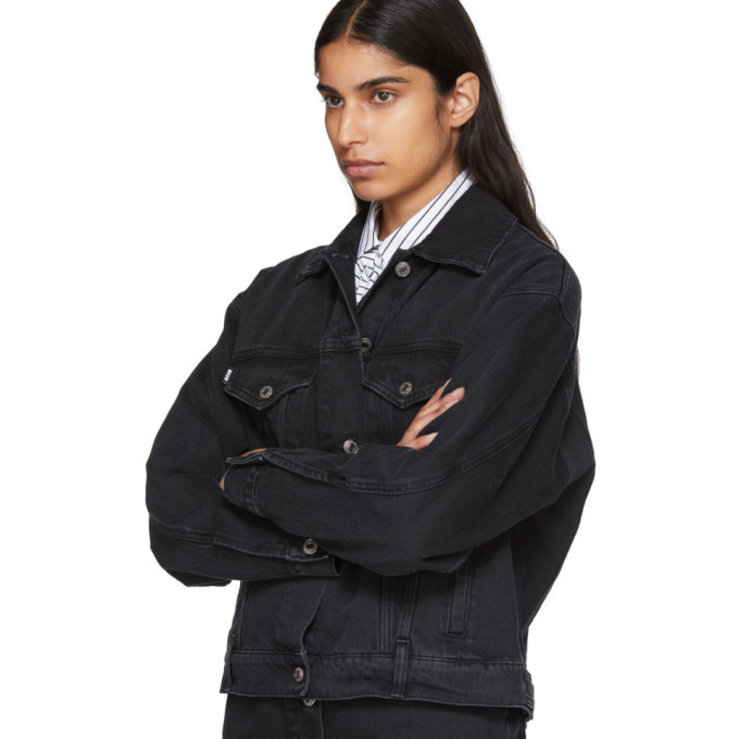 MSGM Black Washed Denim Jacket MSGM