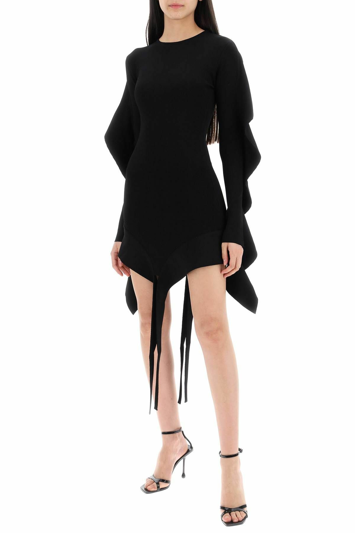 MUGLER asymmetric mini dress with ruffle details Black Mugler