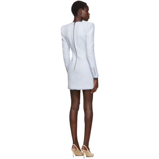 Balmain Blue Three-Button Wrap Dress Balmain