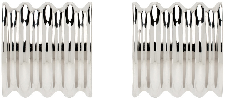 KHAITE Silver 'The Small Julius Panel' Earrings Khaite