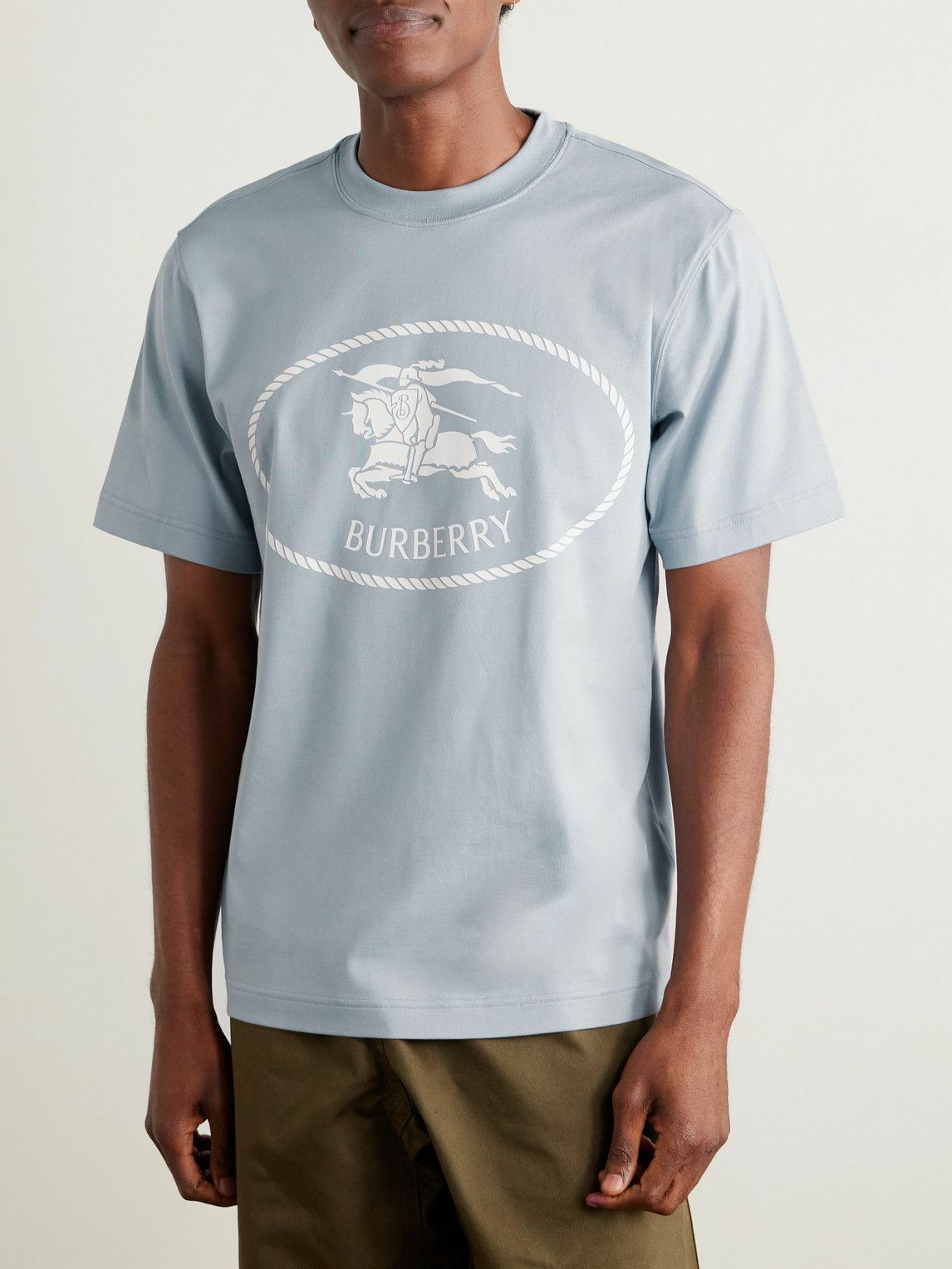 Burberry - Slim-Fit Logo-Print Cotton-Jersey T-Shirt - Blue Burberry
