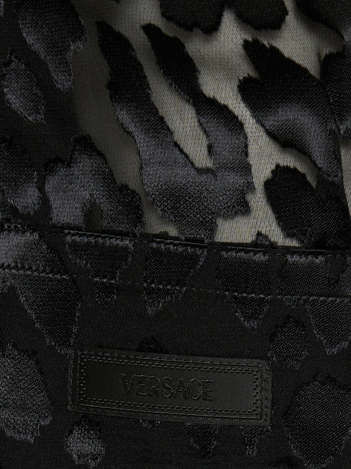VERSACE Leopard Print Silk Blend Satin Shirt Versace
