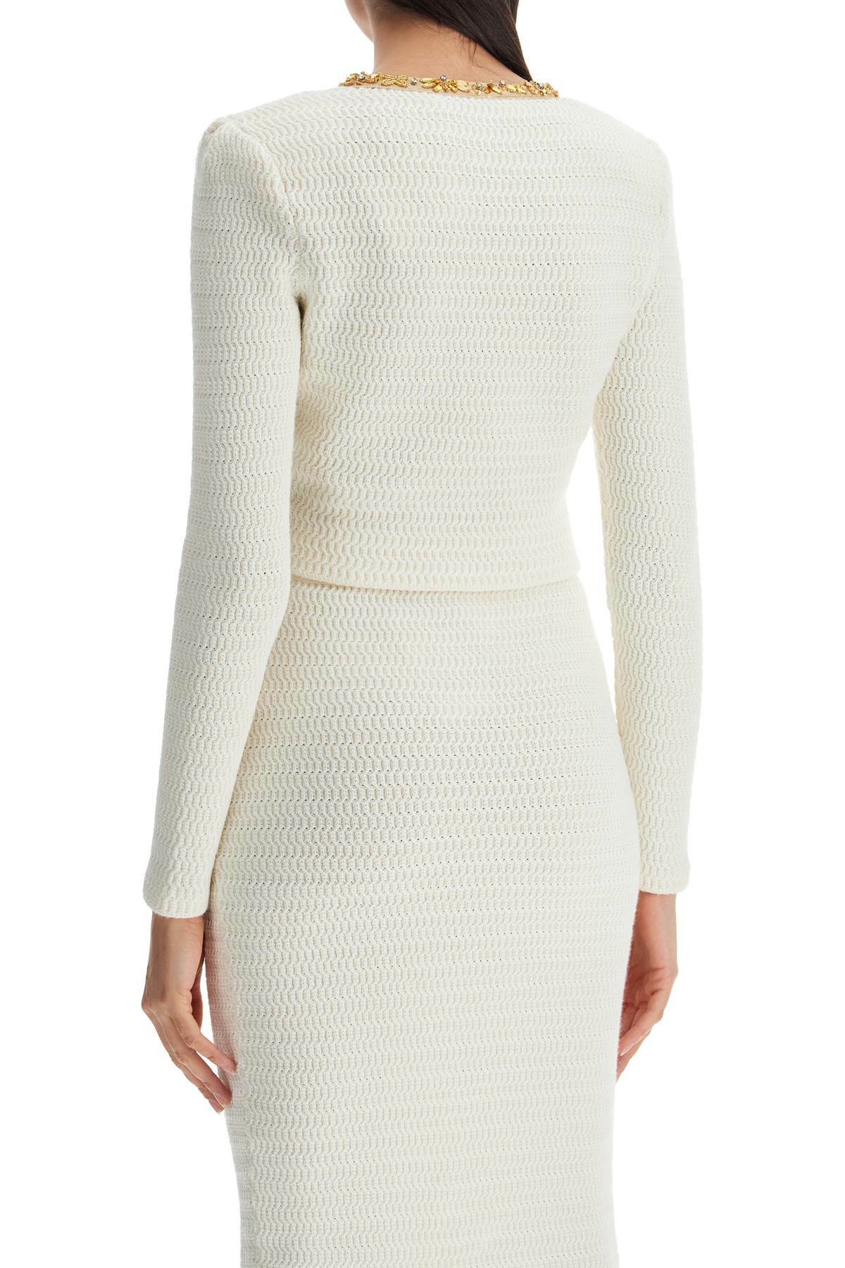SELF PORTRAIT lurex knit cardigan White Self-Portrait