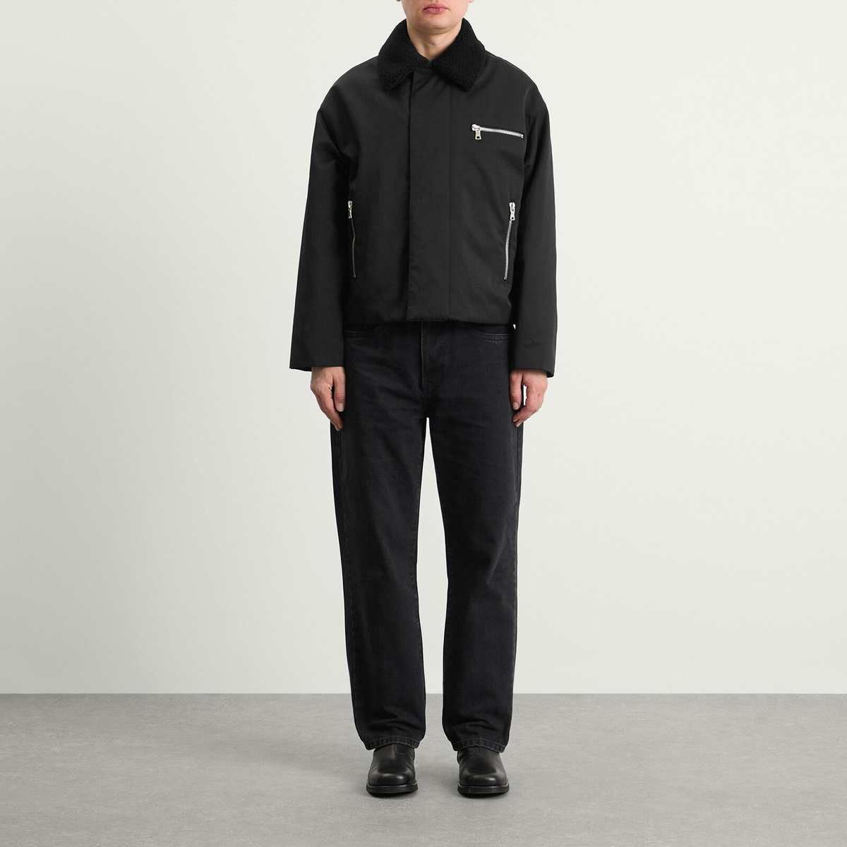MKI Men's Padded Nylon Box Jacket in Black MKI Miyuki-Zoku