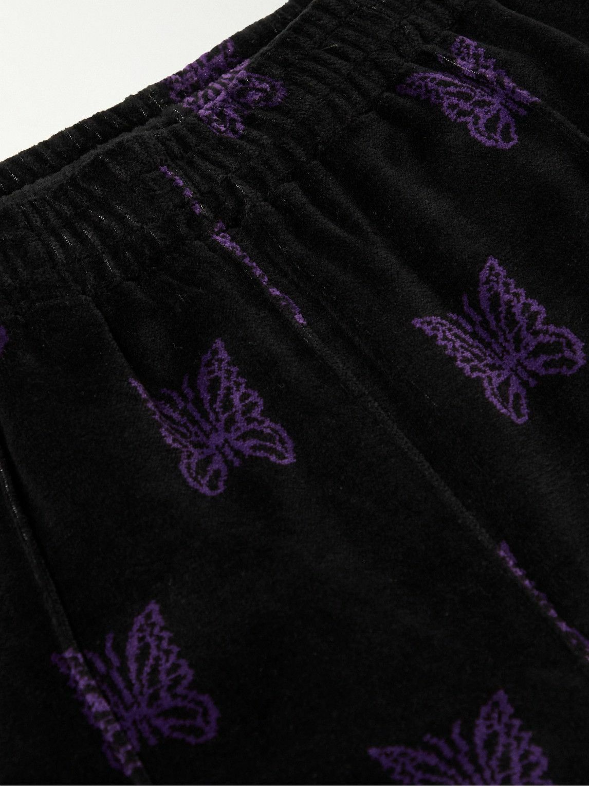 Needles - Logo-Jacquard Cotton-Blend Velour Track Pants - Black Needles
