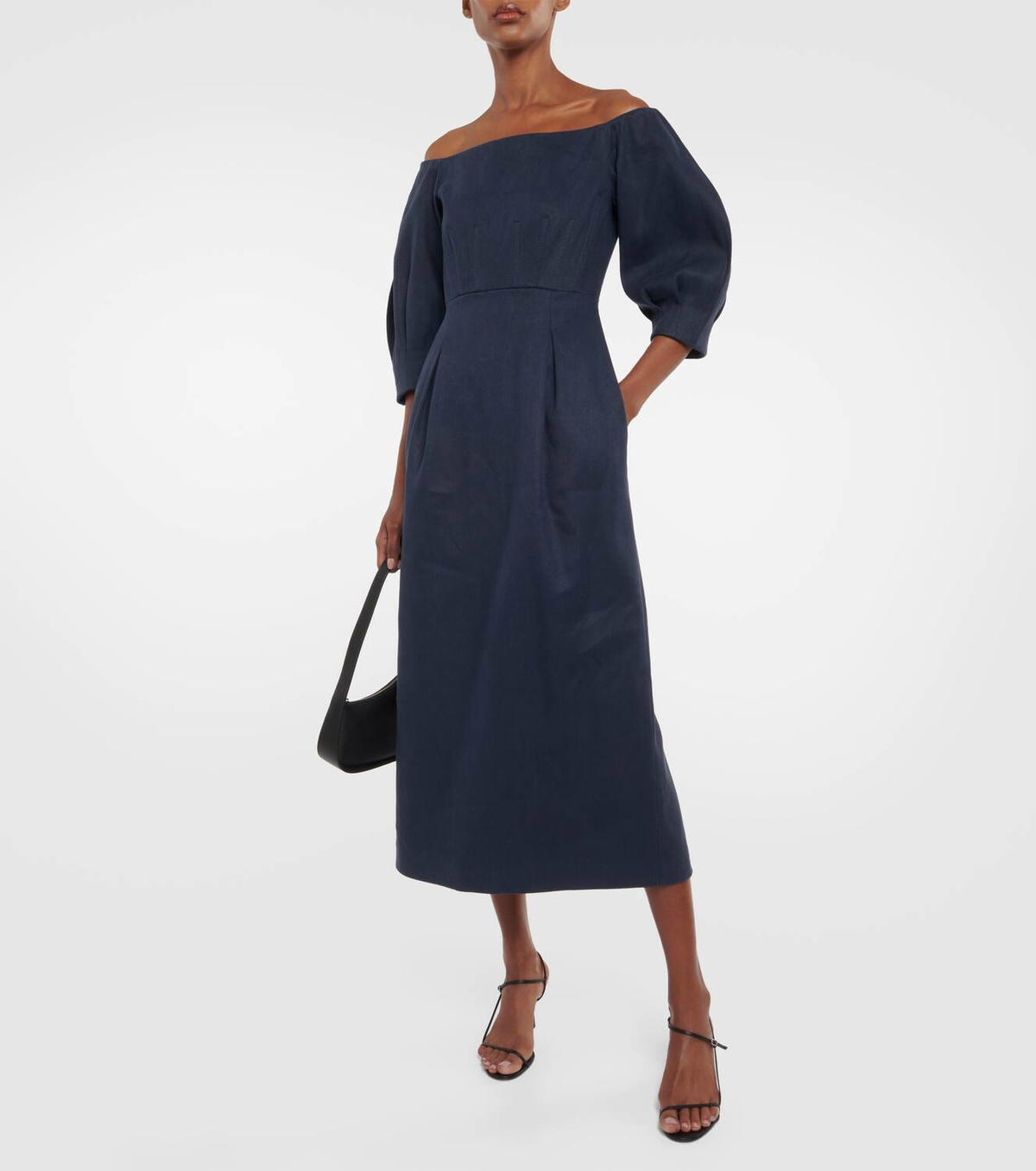 Gabriela Hearst Off-shoulder hemp and cotton midi dress Gabriela Hearst