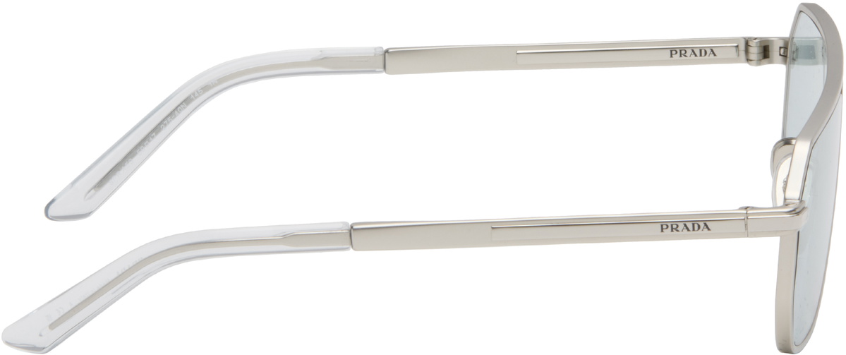 Prada Eyewear Silver Iconic Metal Plaque Sunglasses Prada