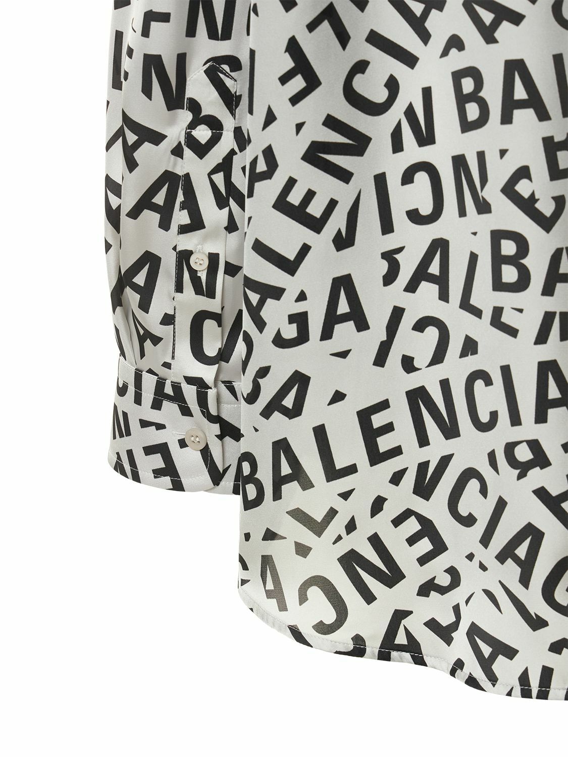 BALENCIAGA - Logo Print Technical Satin Shirt Balenciaga