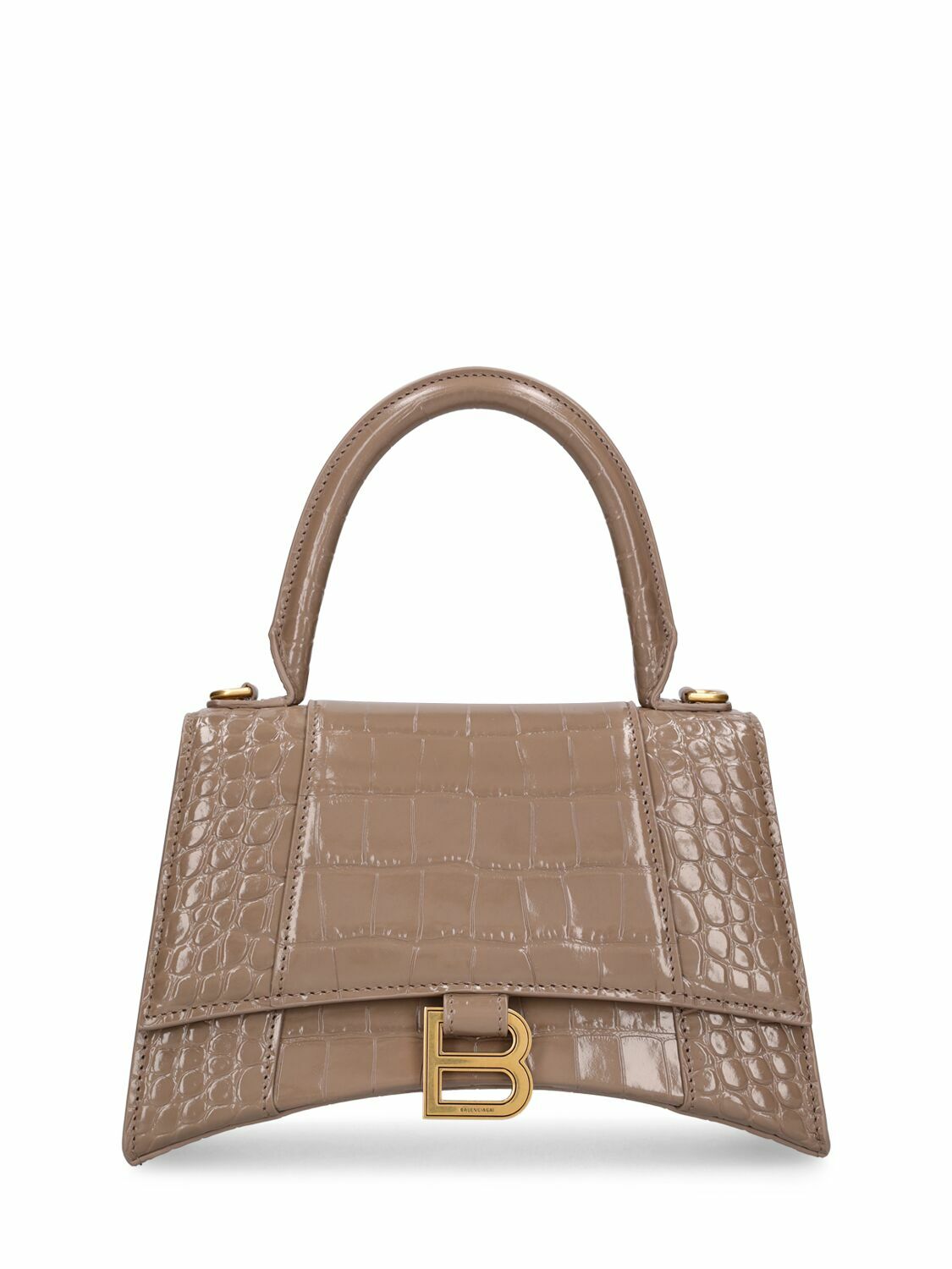 BALENCIAGA - Small Hourglass Embossed Leather Bag Balenciaga