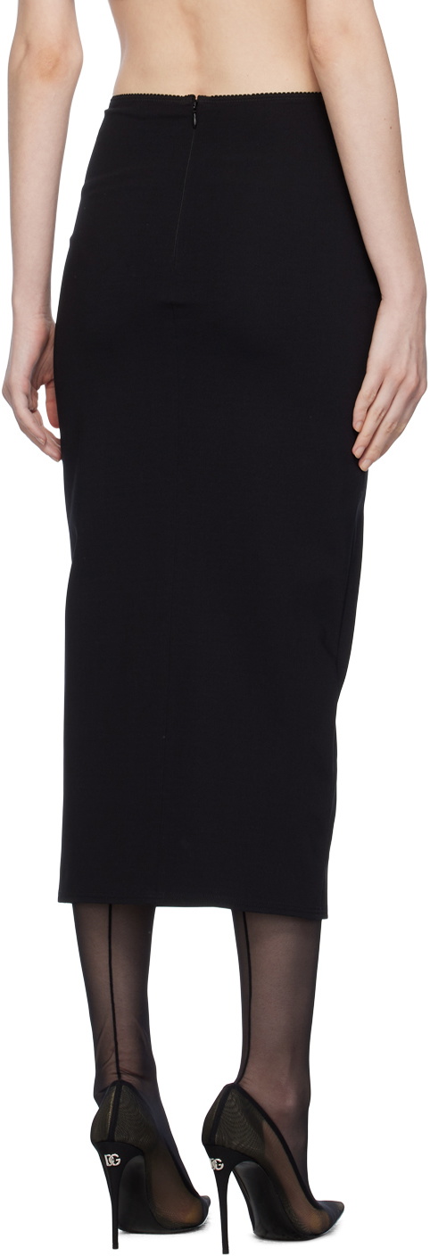 Dolce & Gabbana Black Vented Midi Skirt Dolce & Gabbana