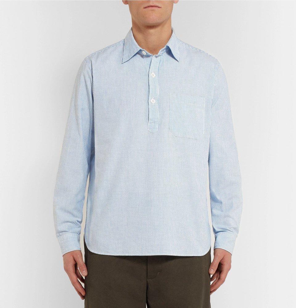 Arpenteur - Striped Cotton Half-Placket Shirt - Men - Blue Arpenteur