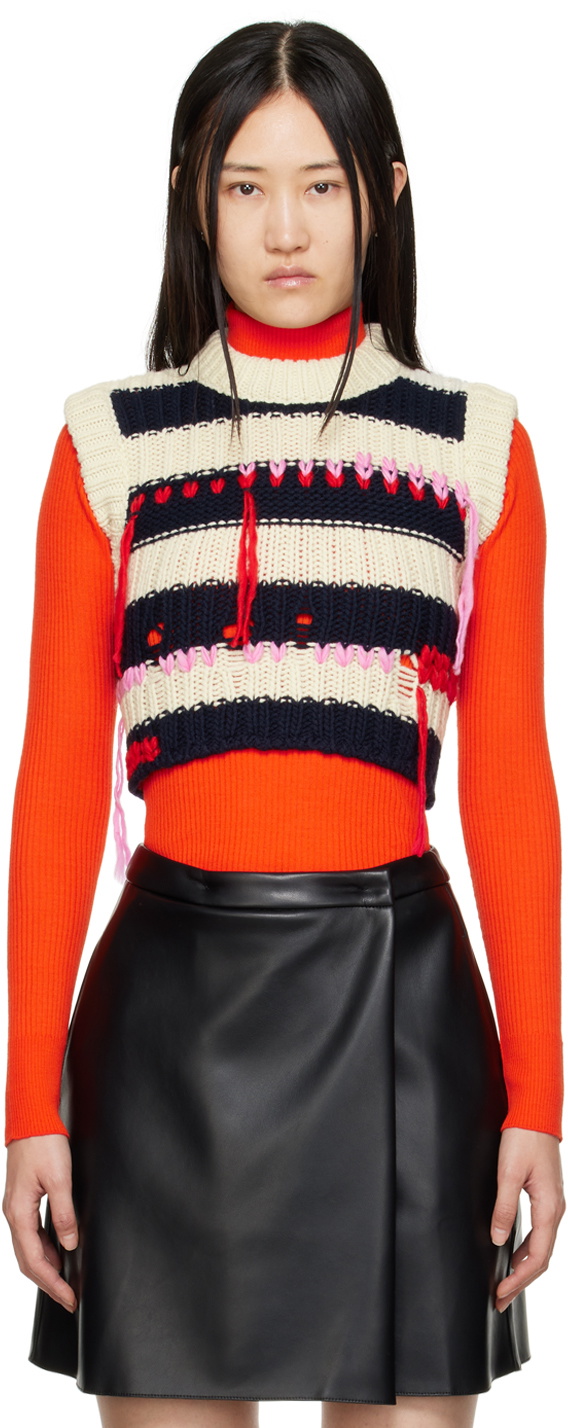 Sportmax Off-White and Navy Alcali Vest Sportmax