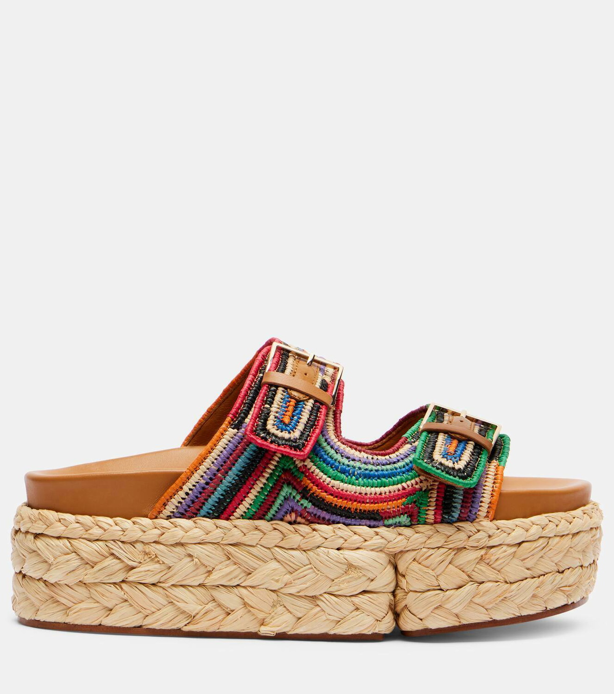 Clergerie Quinie raffia platform slides Clergerie