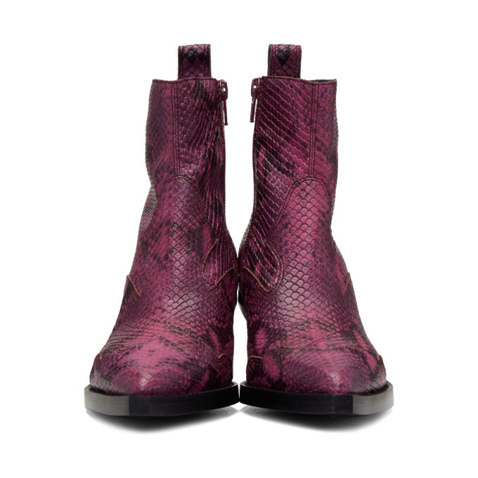 MM6 Maison Martin Margiela Pink Faux-Python Wedge Boots MM6 Maison Margiela