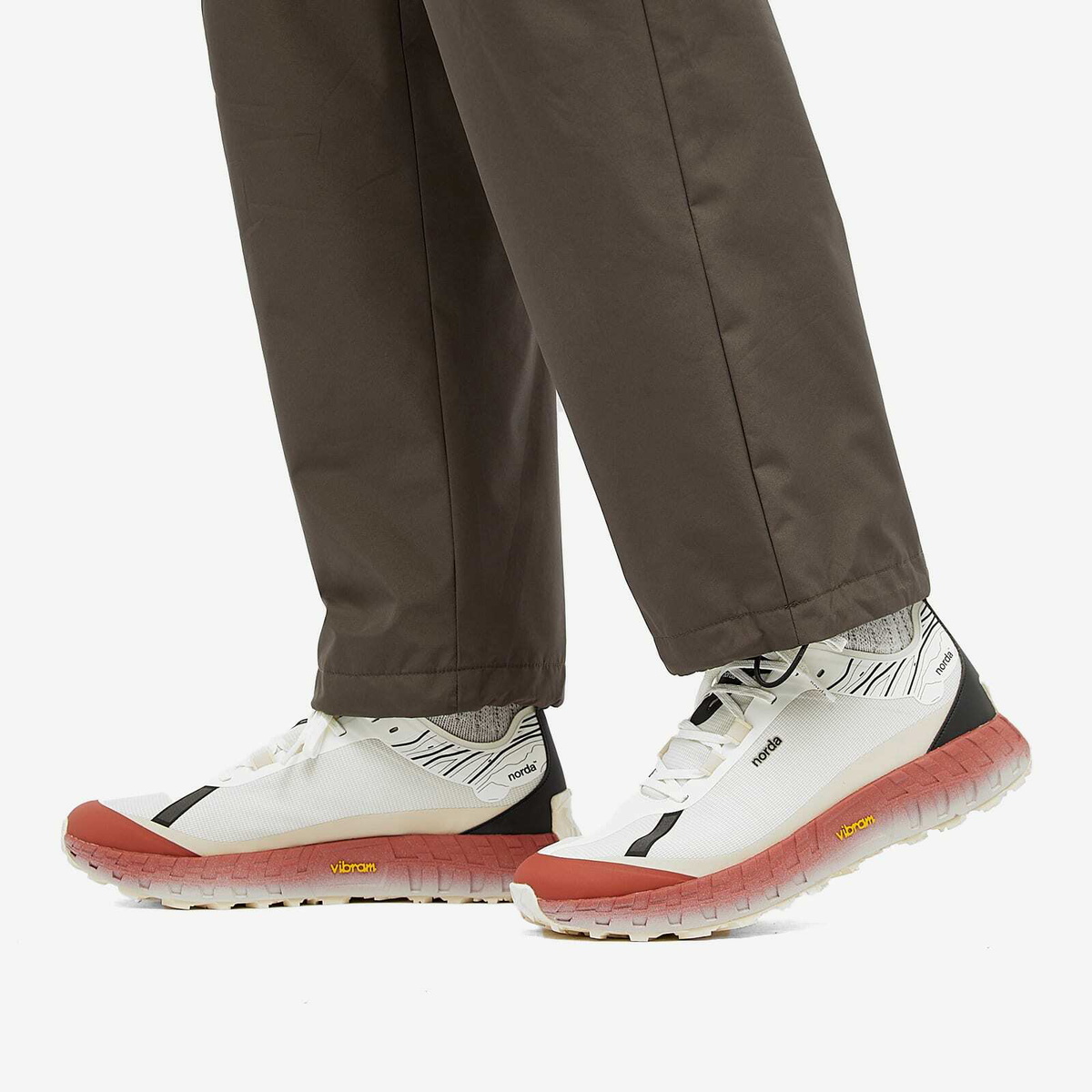 Norda Men's 001 Limited Edition Sneakers in White/Mars Red Norda