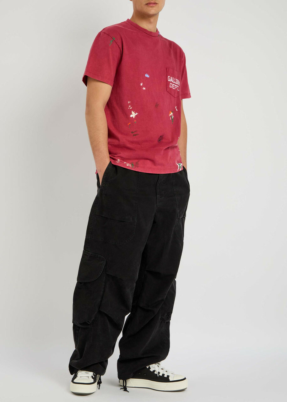 Gallery Dept. Paint-splattered Logo Cotton T-shirt Red Gallery Dept.