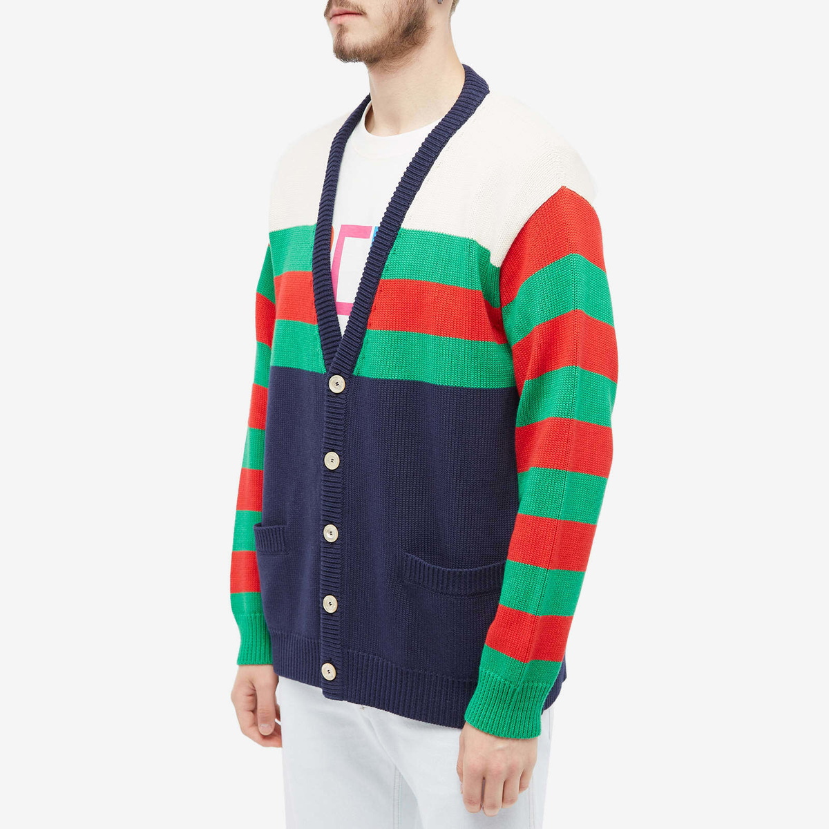 Gucci Men's GRG Knitted Cardigan in Blue Gucci
