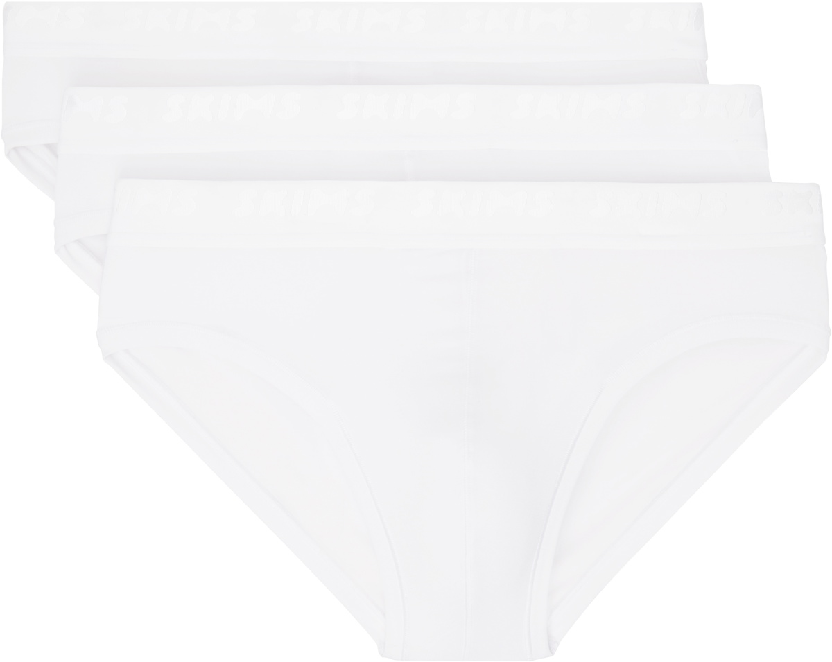 SKIMS Three-Pack White SKIMS Stretch Briefs SKIMS