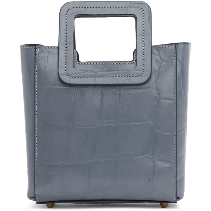 Staud Blue Croc Mini Shirley Bag Staud