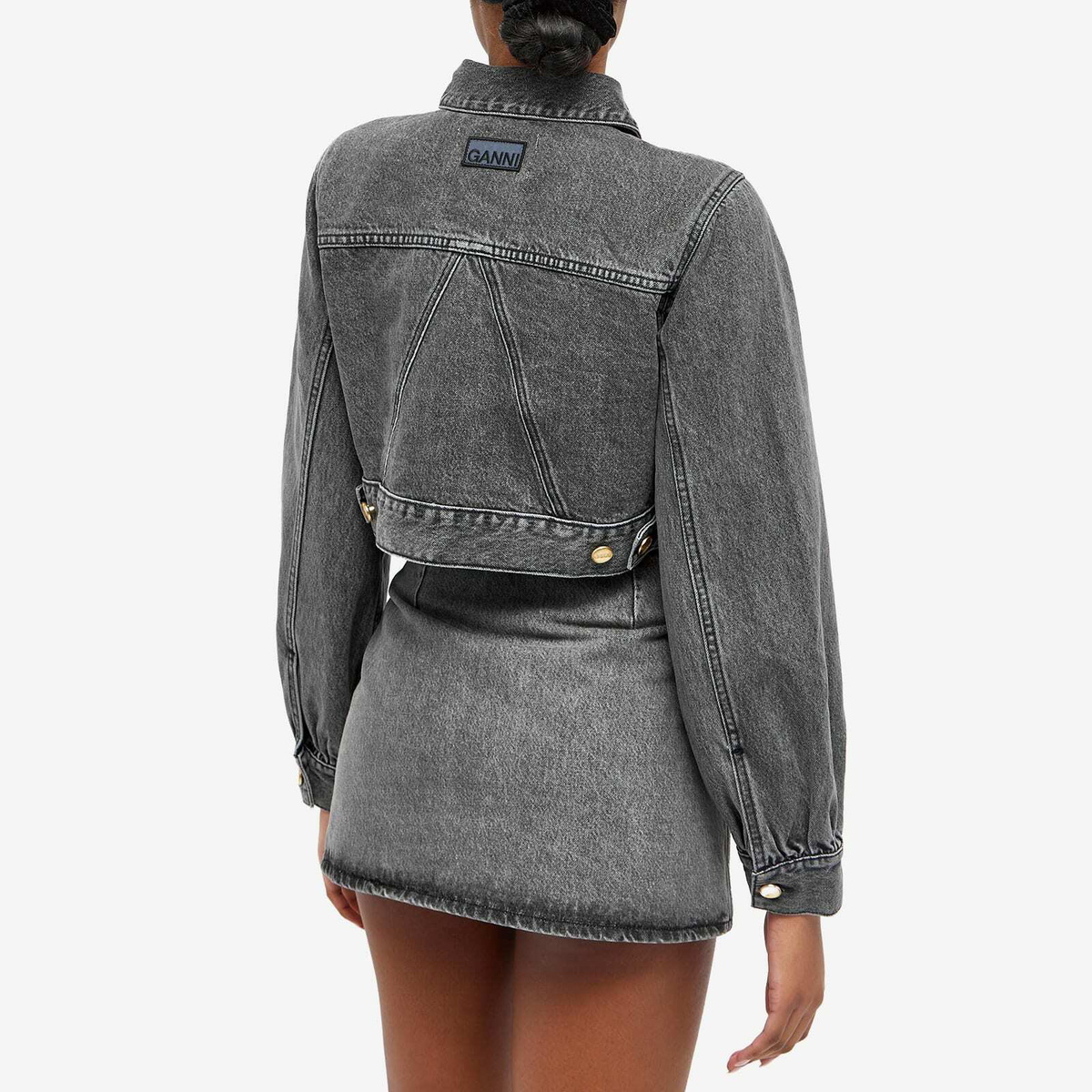 GANNI Women's Crop Trucker Jacket in Sharkskin GANNI