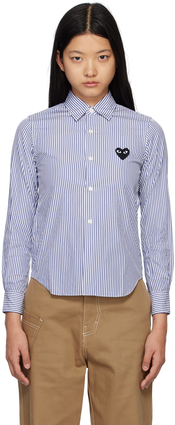 COMME des GARÇONS PLAY Blue Heart Patch Shirt Comme des Garcons Play
