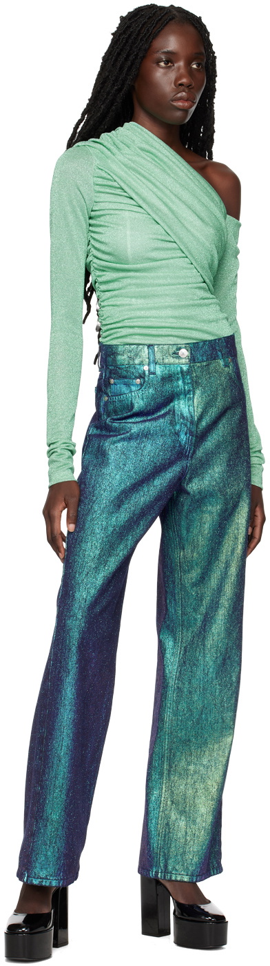 MSGM Blue Shiny Jeans MSGM