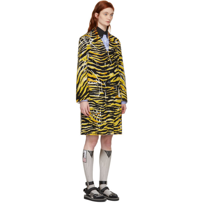 Prada Multicolor Tiger Print Misty Patch Coat Prada