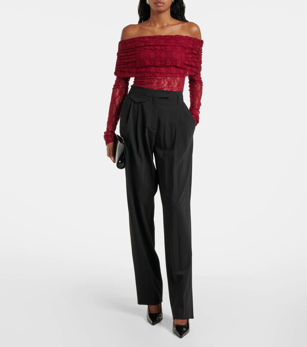 Rotate Ruched floral lace top ROTATE Birger Christensen