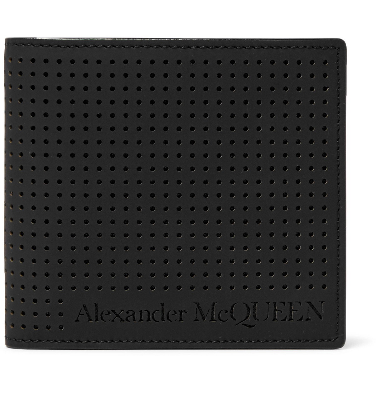 Alexander McQueen - Perforated Leather Billfold Wallet - Black ...