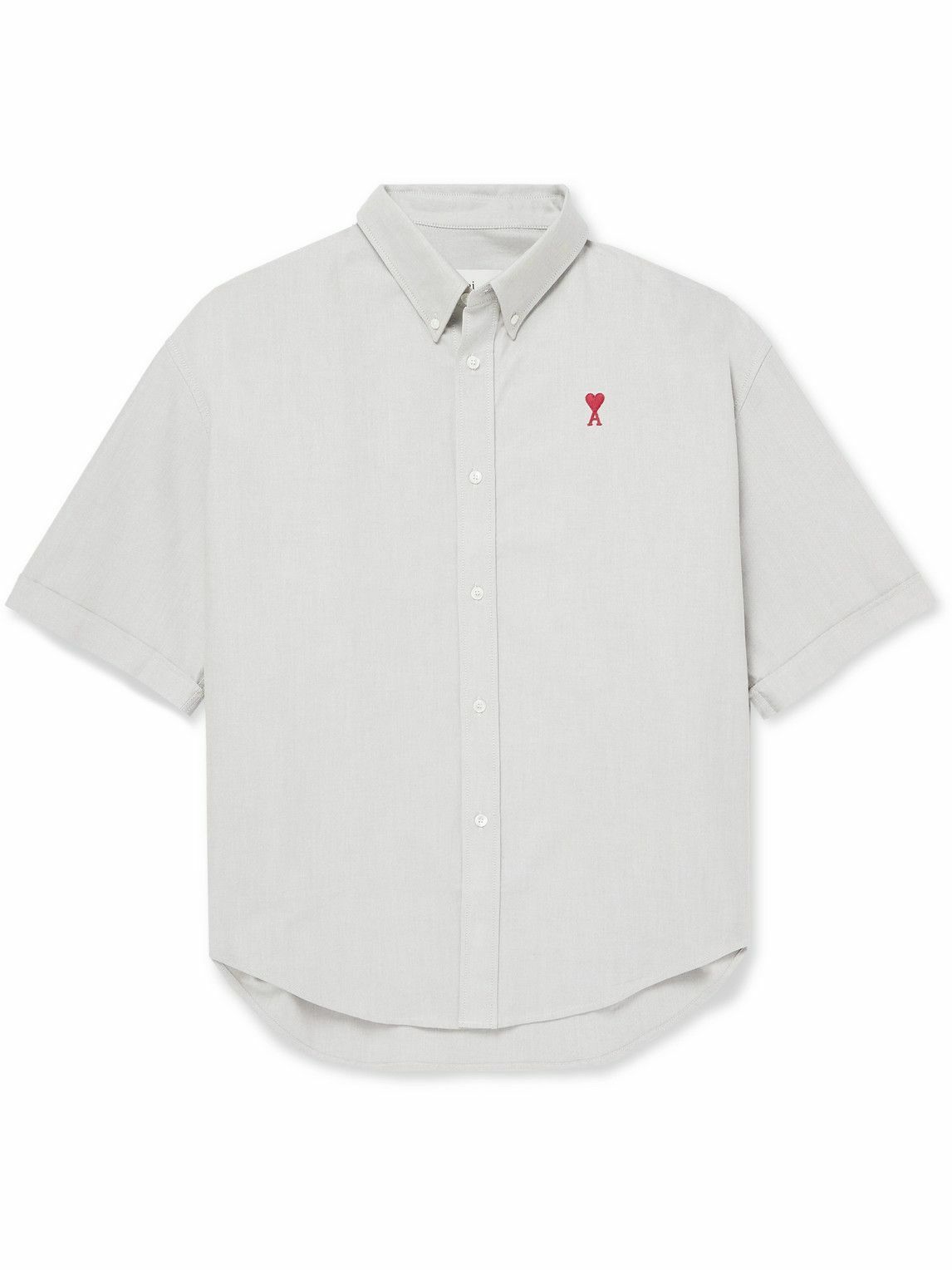 AMI PARIS - Button-Down Collar Logo-Embroidered Cotton Oxford Shirt ...