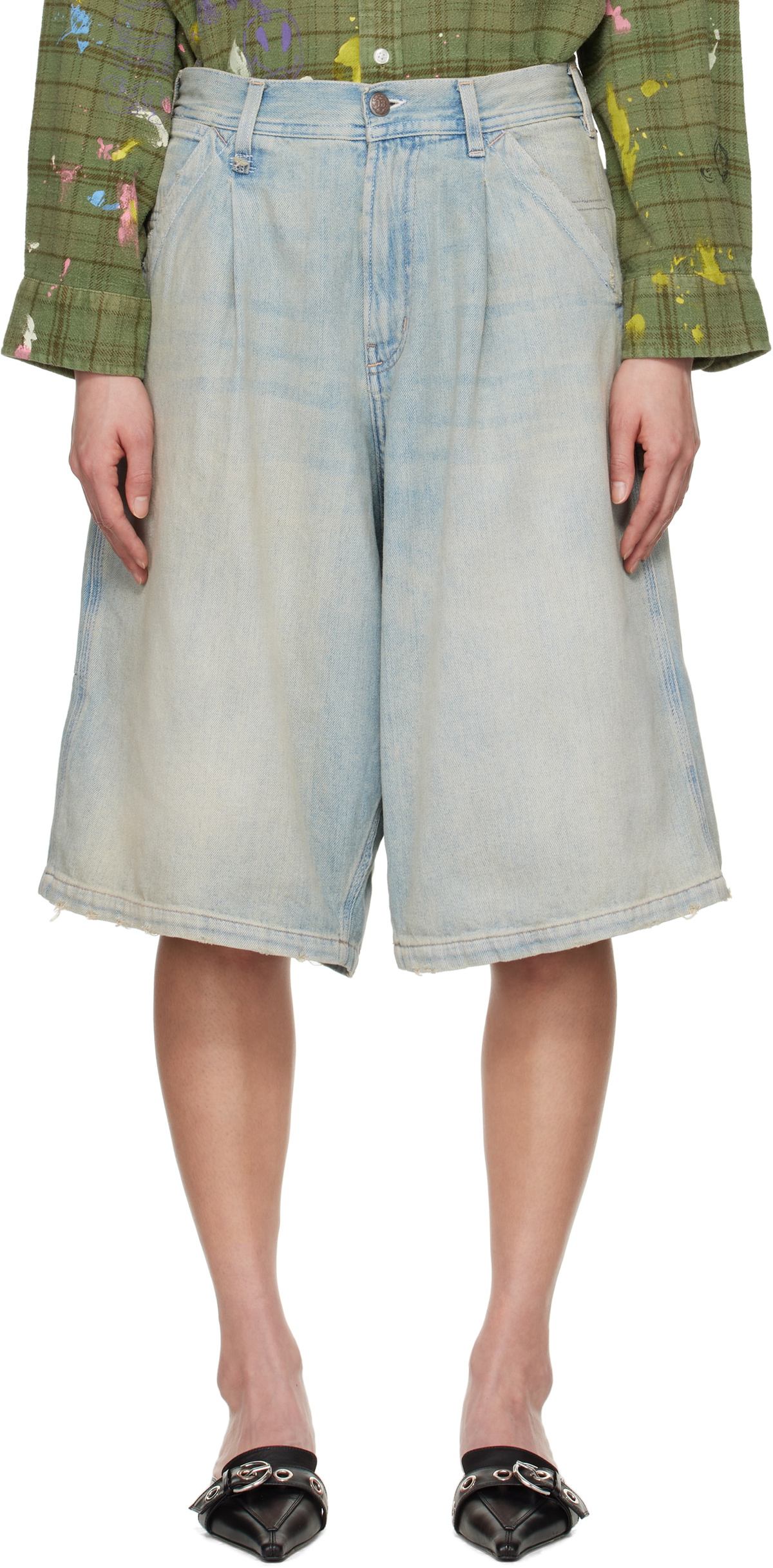 R13 Blue Baggy Jesse Carpenter Denim Shorts R13