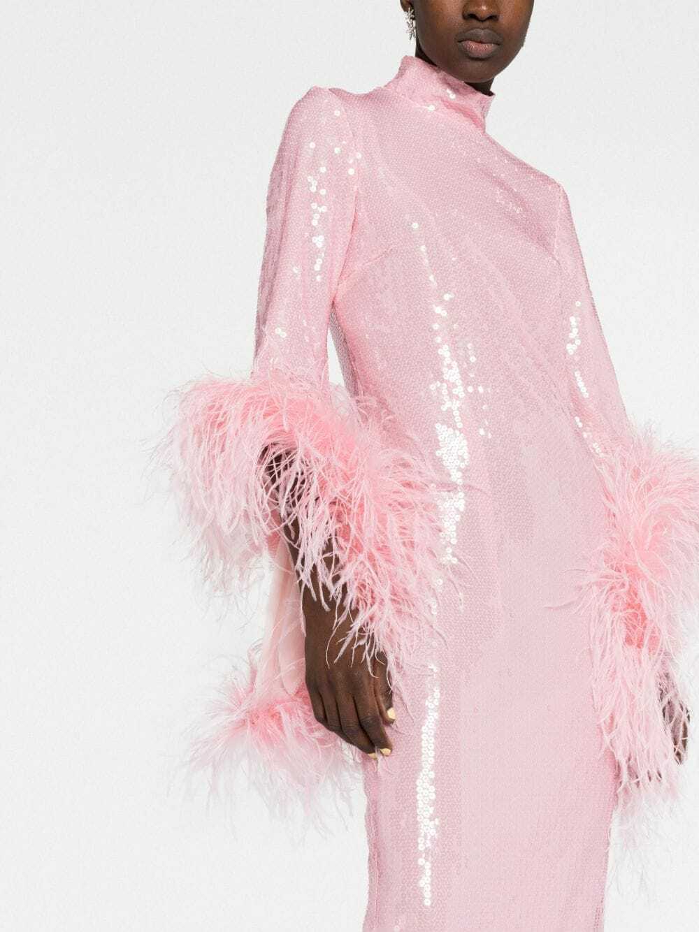 TALLER MARMO - Del Rio Disco Feather Trimmed Long Dress Taller Marmo